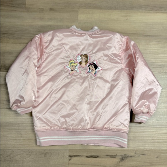 Disney | Jackets & Coats | Vintage Disney Princess Pink Satin Bomber ...